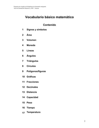 Vocabulario de matematicas | PDF
