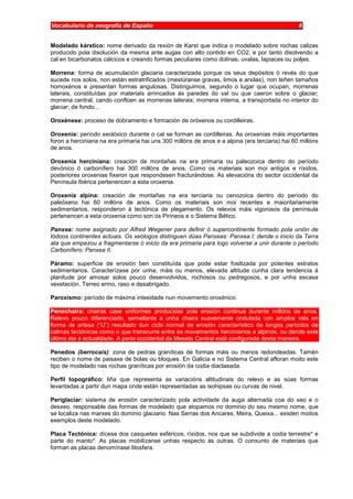 Vocabulario de Xeografía 2º de bacharelato | PDF