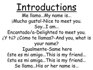 Vocabulario basico / basic vocabulary espanol /ingles | PPTX