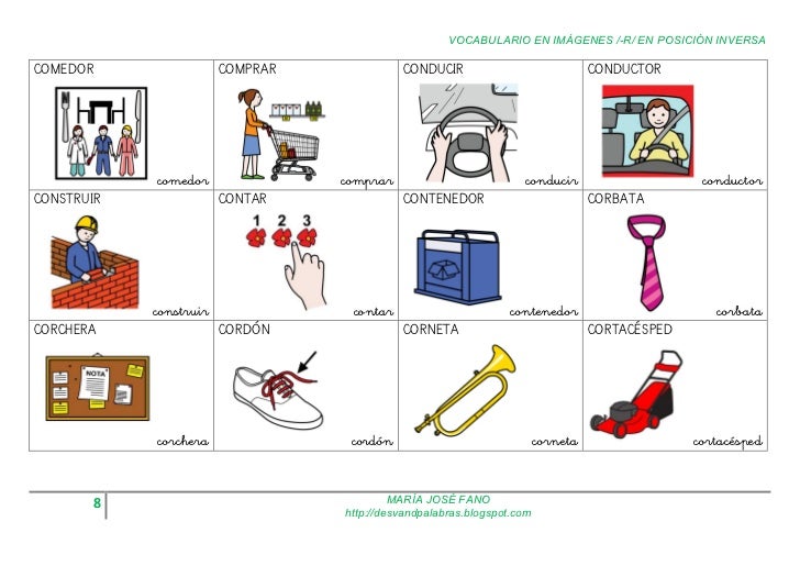 Vocabulario /-r/ en posición inversa