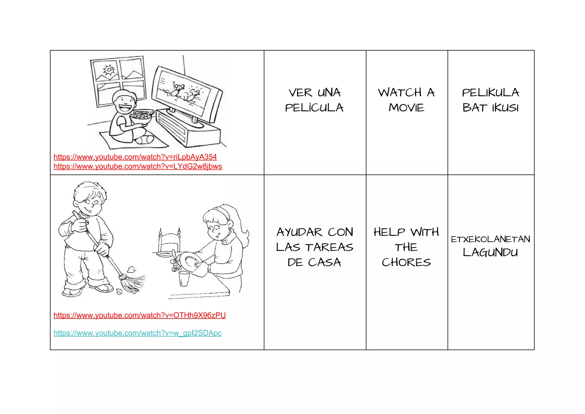 Vocabulario rutinas | PDF