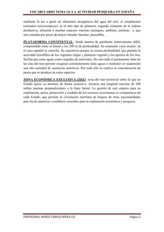 Vocabulario tema 14 la pesca | DOCX