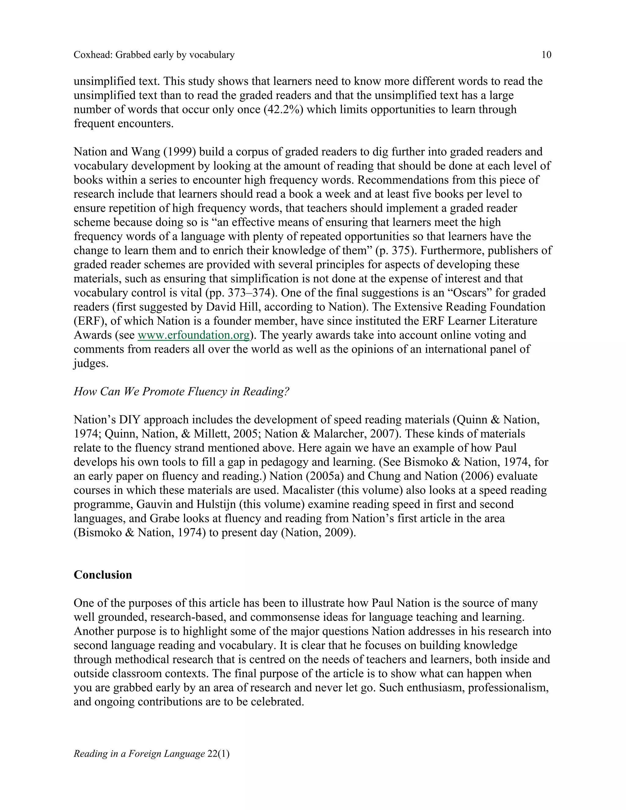 Grabbed early by vocabulary: Nation’s ongoing contributions to vocabulary | PDF