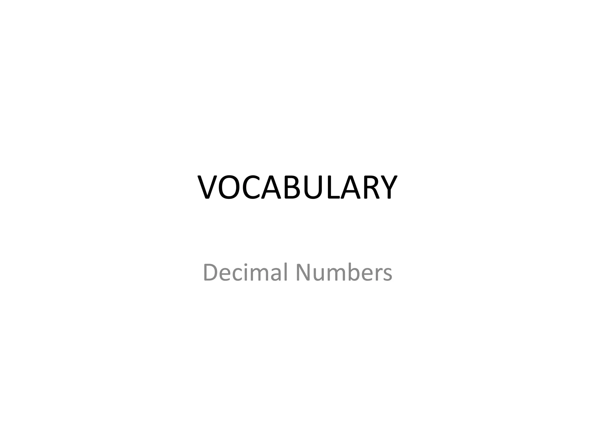 Vocabulary decimals | PPTX