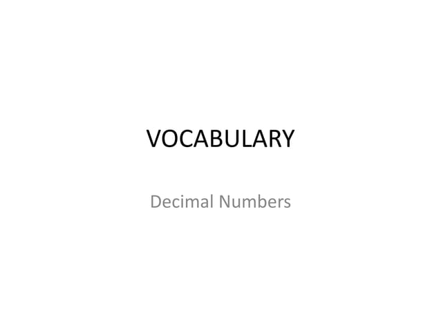 Vocabulary decimals | PPT