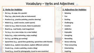Vocabulary of hobbies and it's uses.pptx
