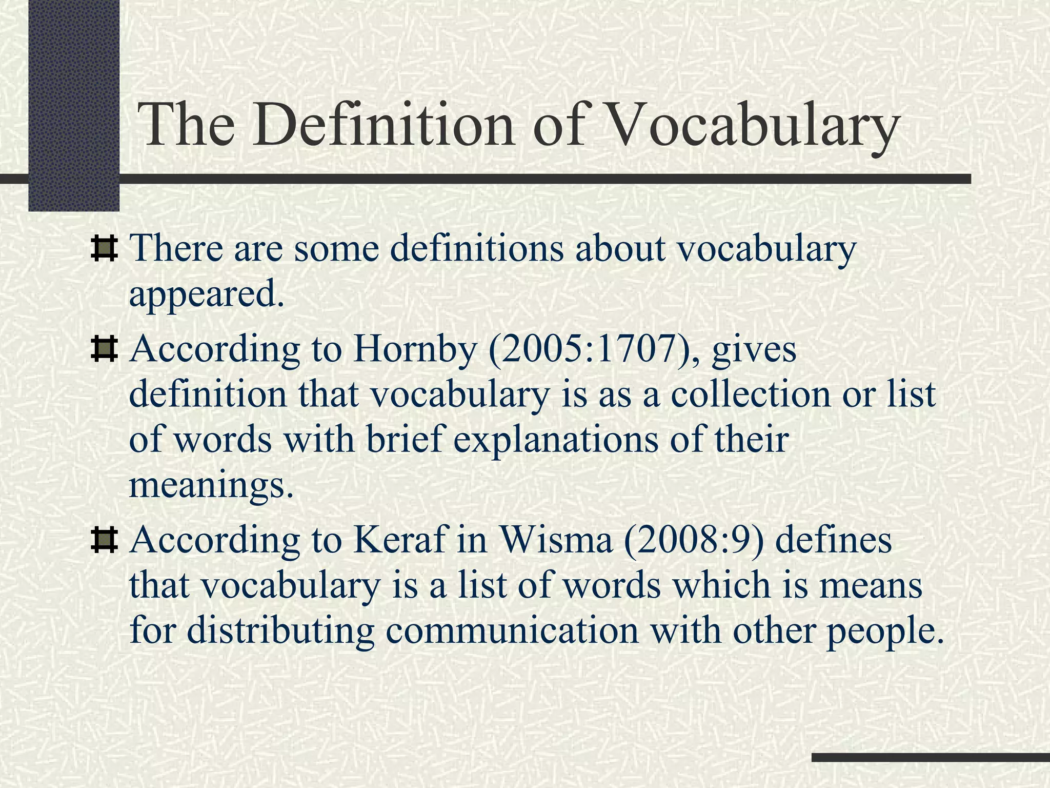 Vocabulary presentasi | PPT