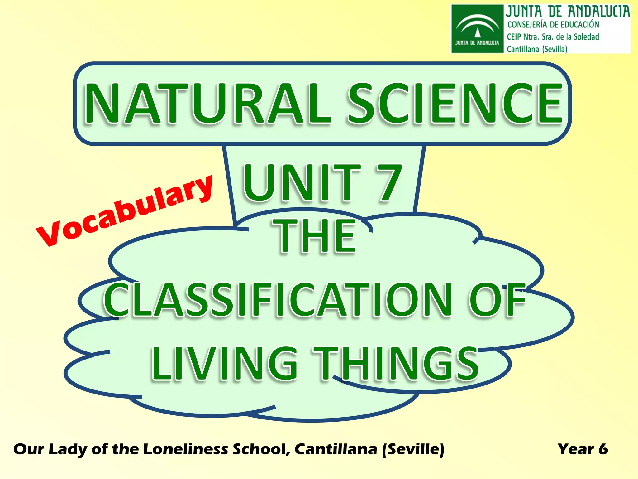 Vocabulary Unit 7: The classification of living things | PPT