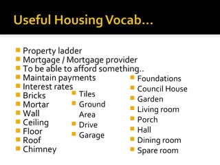 Vocabulary types of houses | PPT