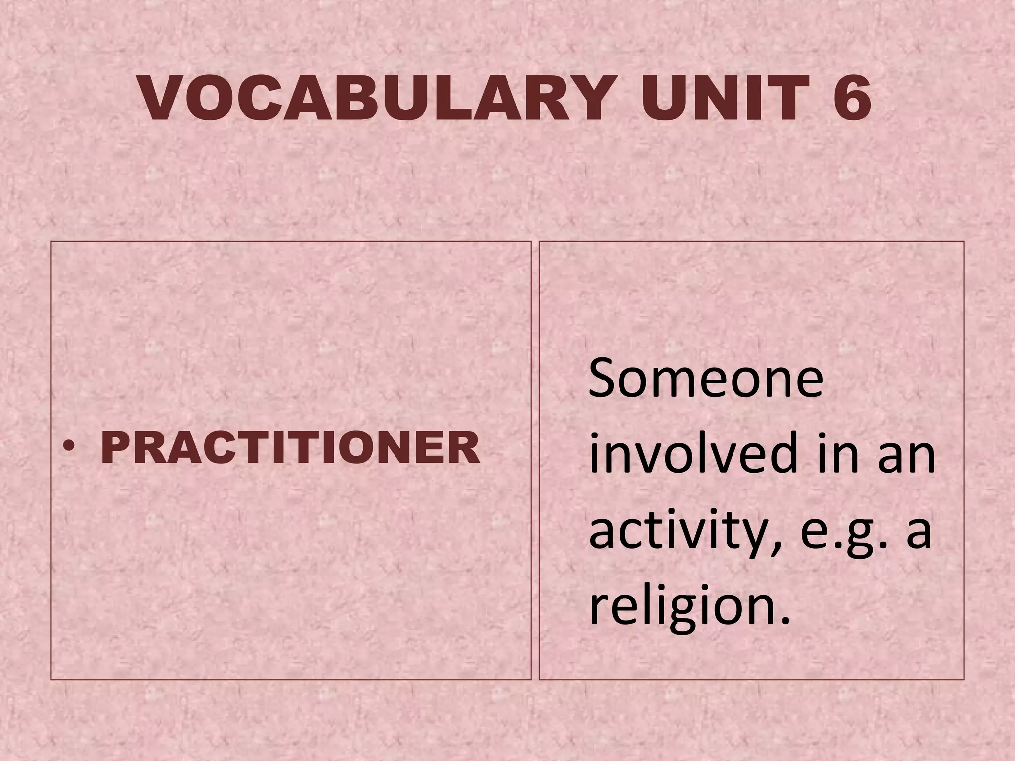 Vocabulary Unit 6 | PPT