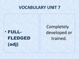 Vocabulary Unit 7 | PPT