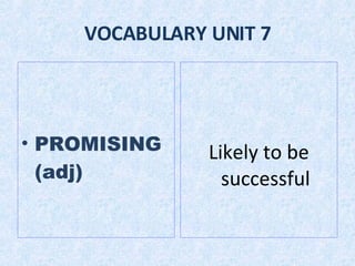 Vocabulary Unit 7 | PPT