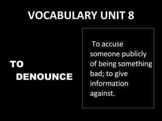 Vocabulary Unit 8 | PPT