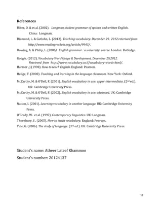 Vocabulary by atheer | PDF