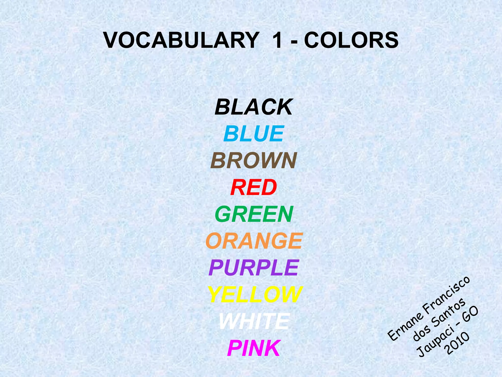 Vocabulary 1 Colors | PPTX