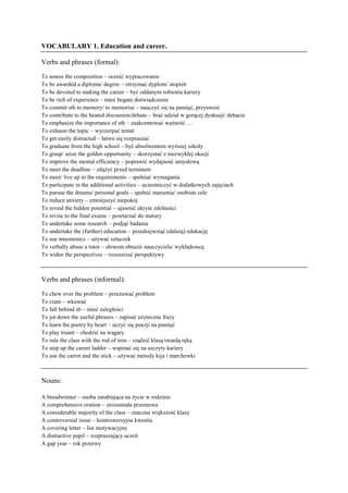 English vocabulary: Education and career. | DOCX