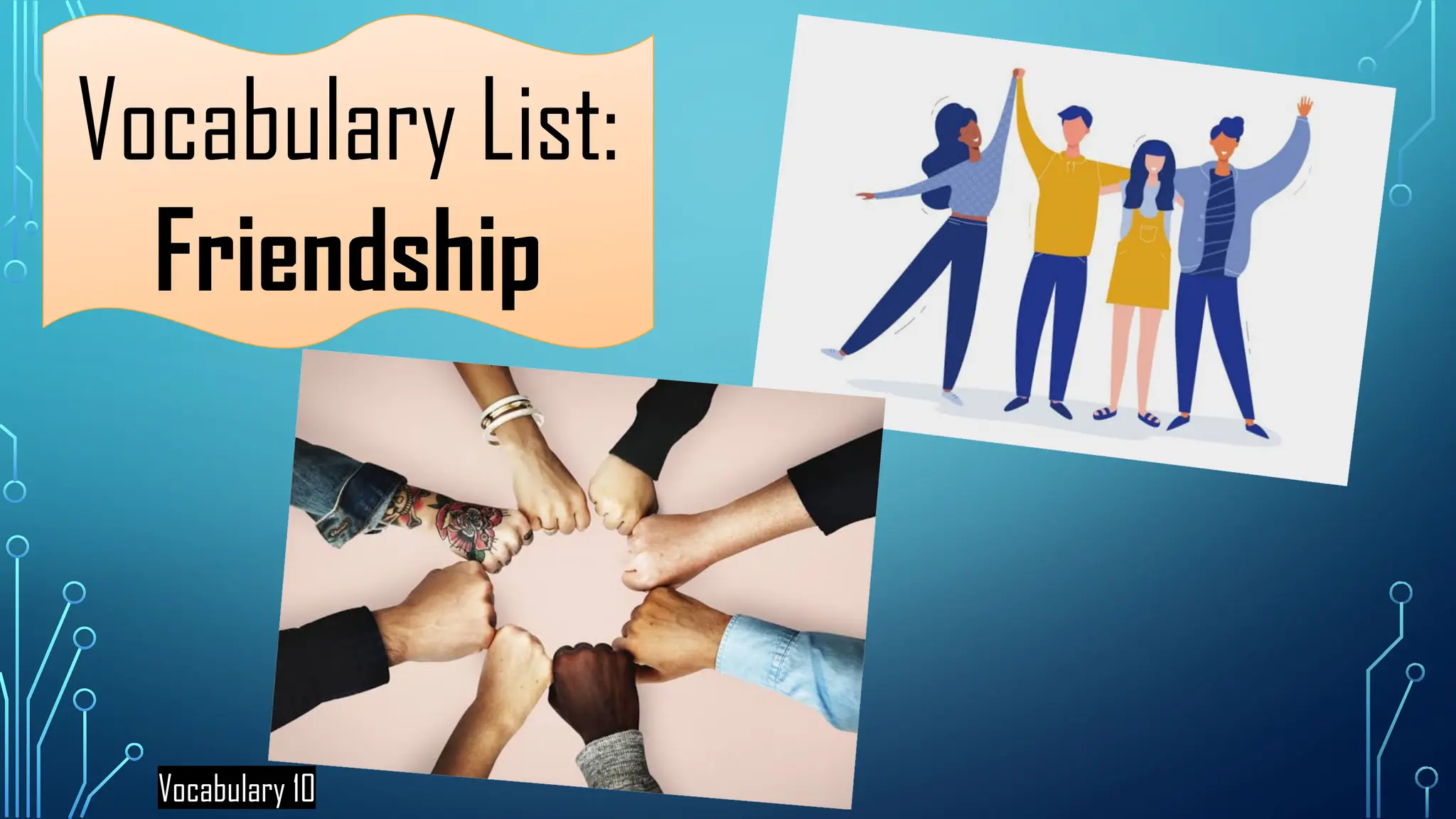 Vocabulary 10 - list of words related to Friendship.pptx
