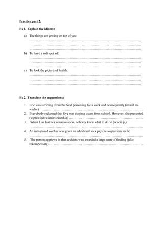 Vocabulary 2. health and lifestyles. | DOCX | Diseases and Conditions ...