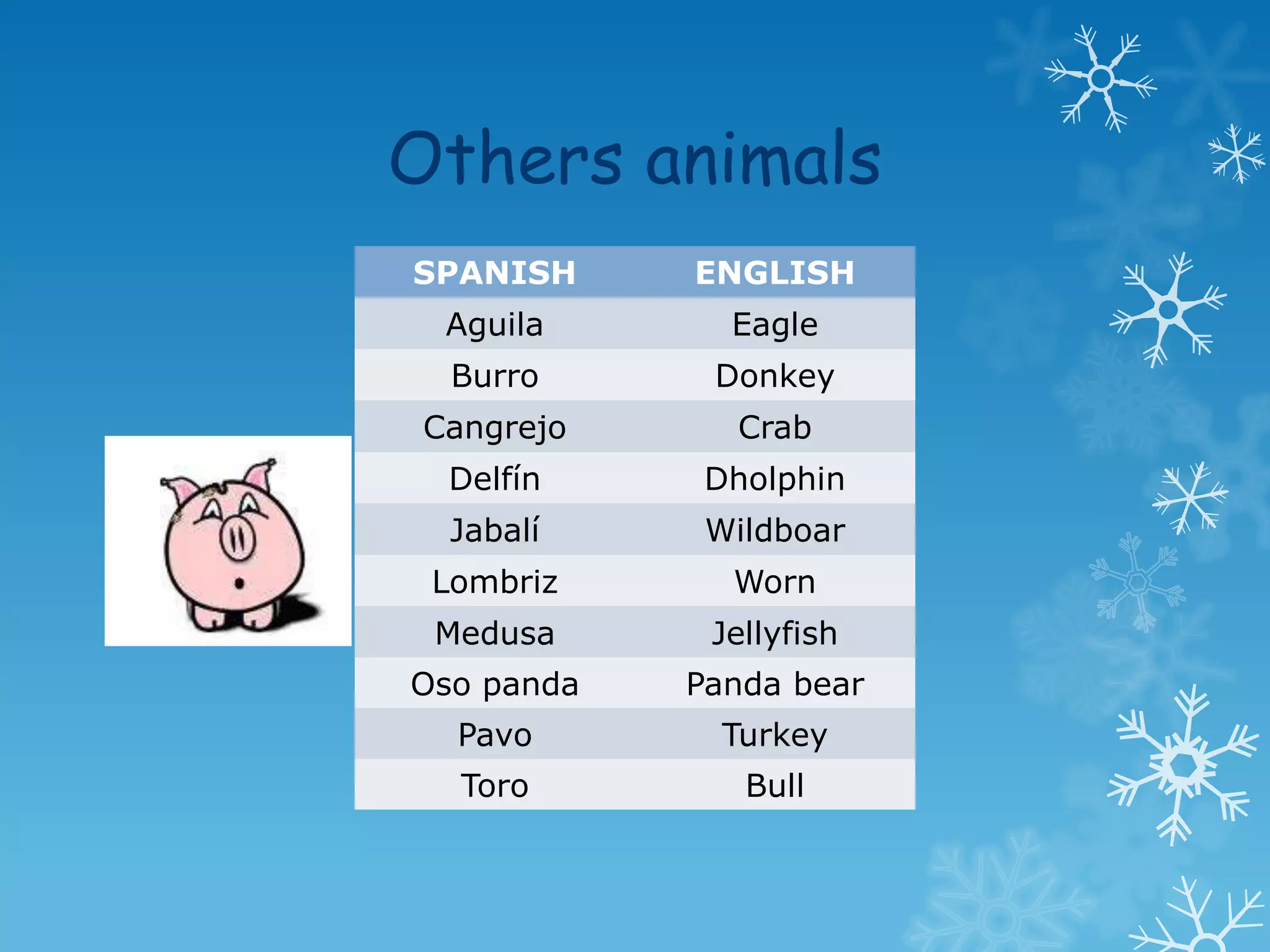Vocabulary about animals | PPTX