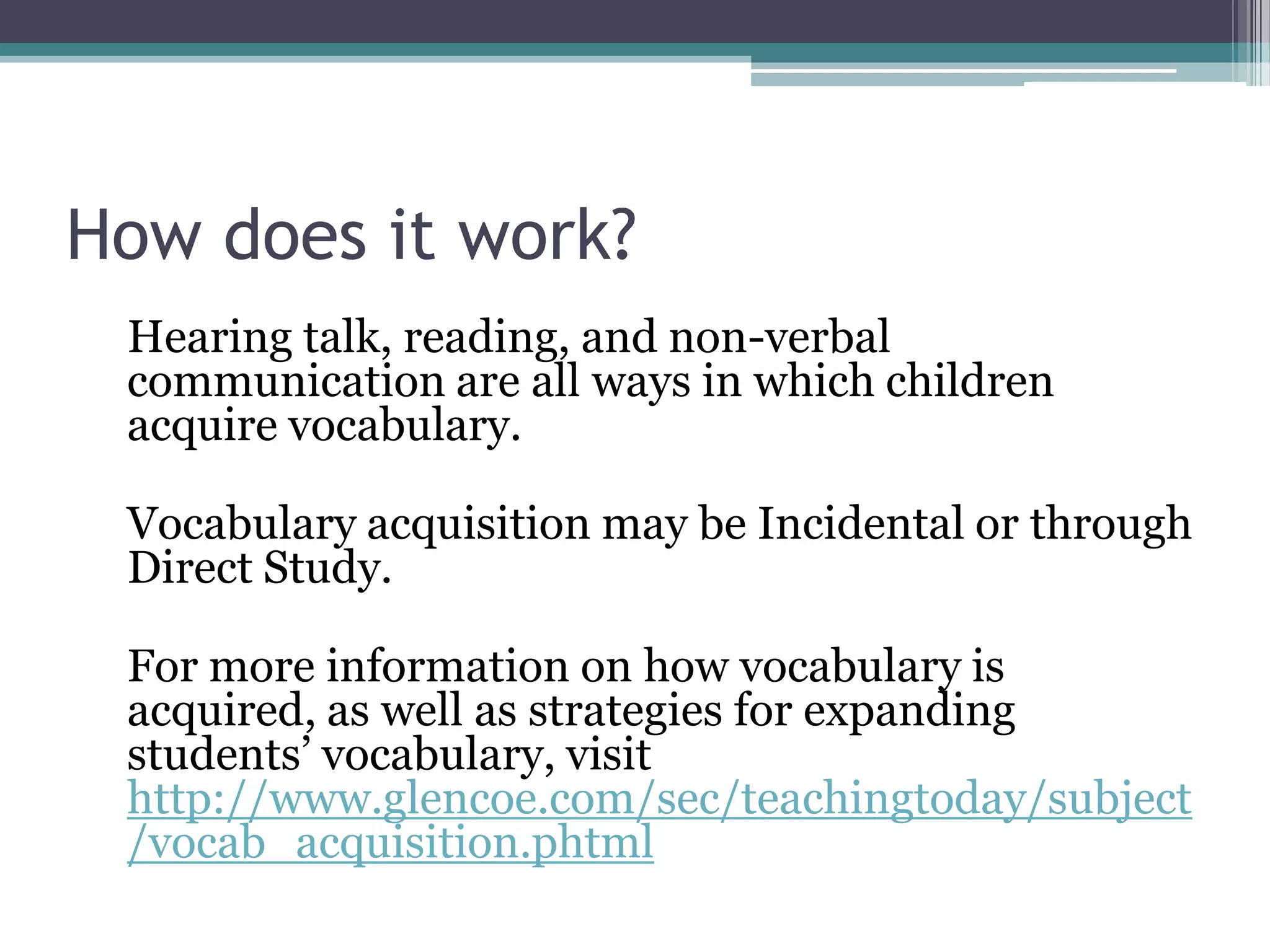 Vocabulary acquisition | PPTX