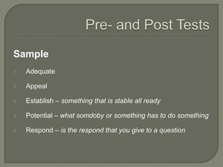 Vocabulary and comprehension techniques powerpoint presentation v2 | PPTX