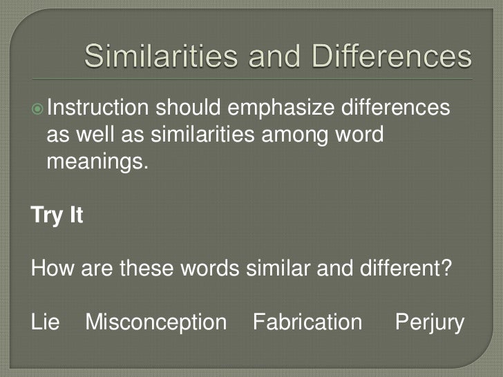 Similarities And Differences Synonym