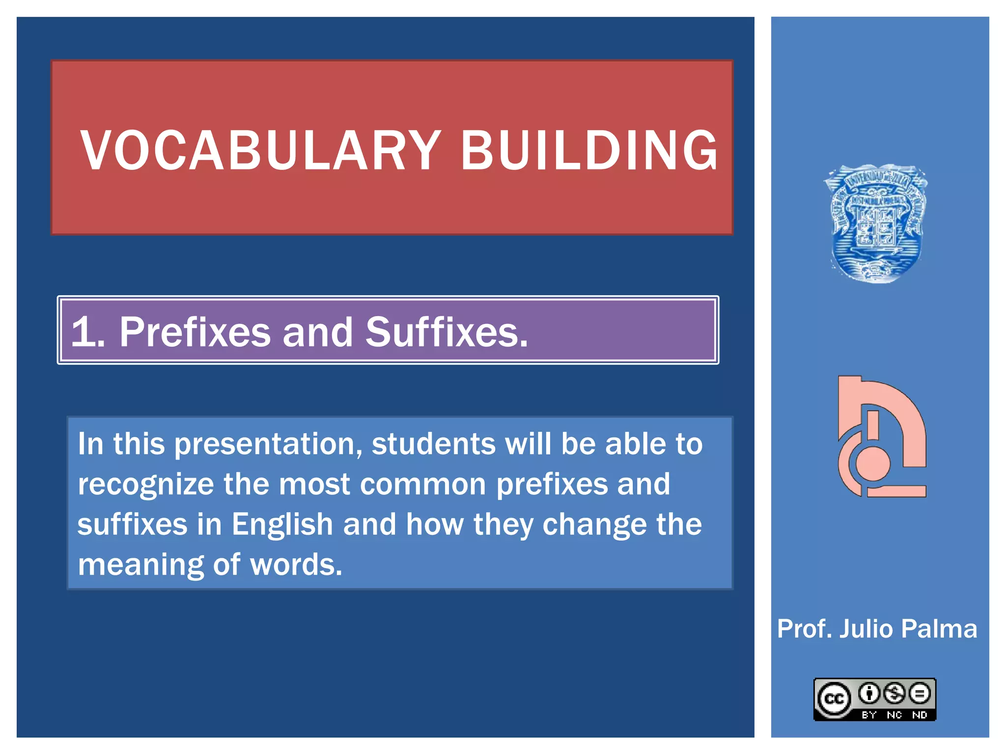 Vocabulary building: Sufixes and Prefixes | PDF