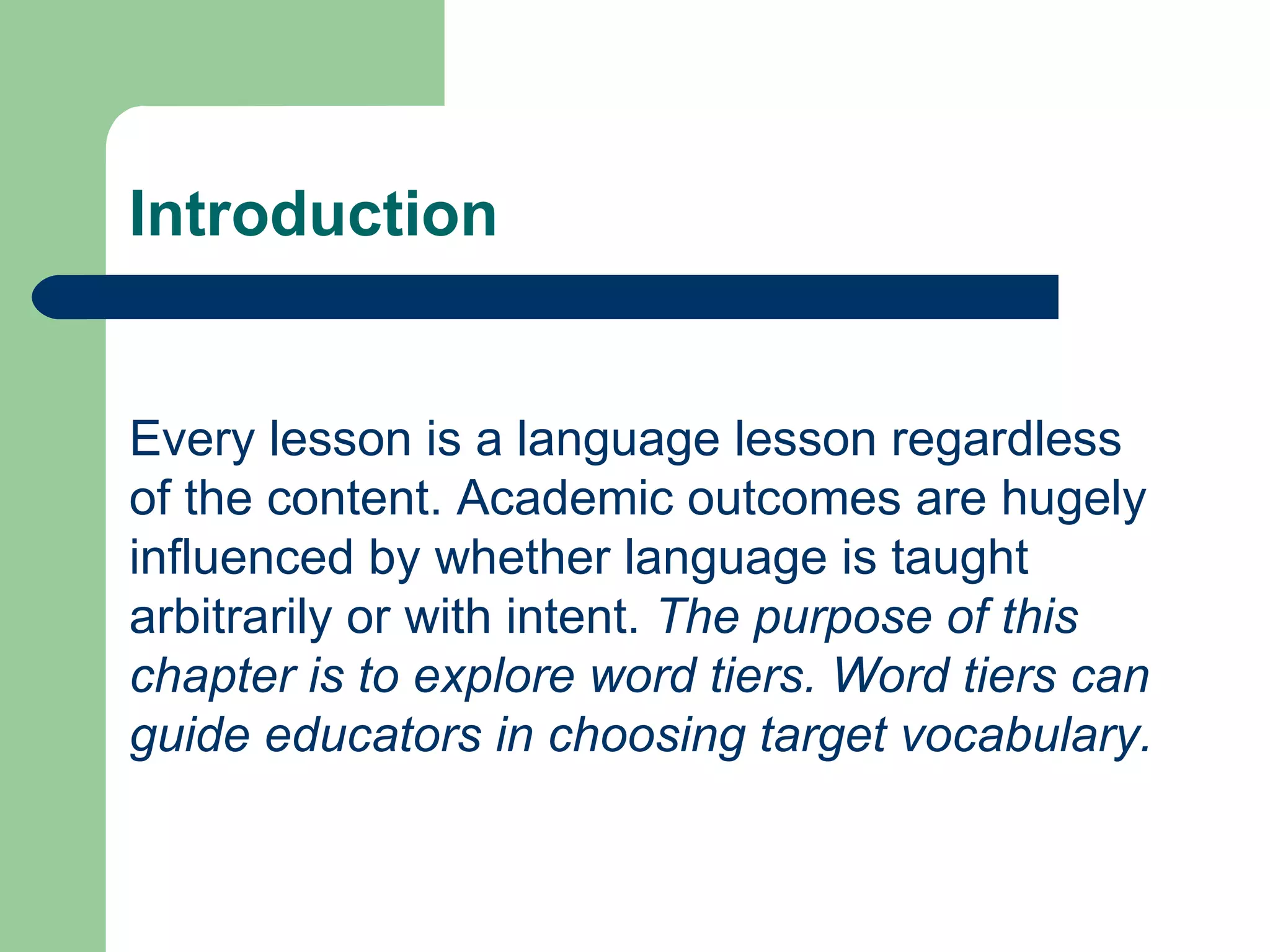 Vocabulary chapter 2 word tiers | PPT