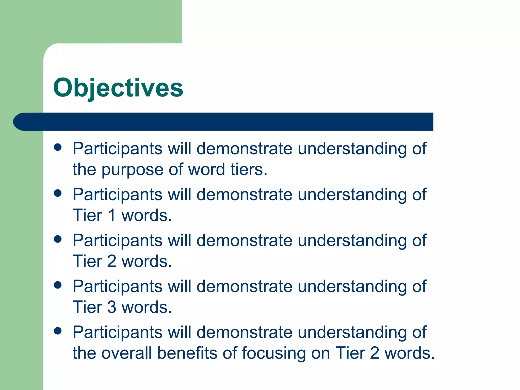Vocabulary chapter 2 word tiers | PPT