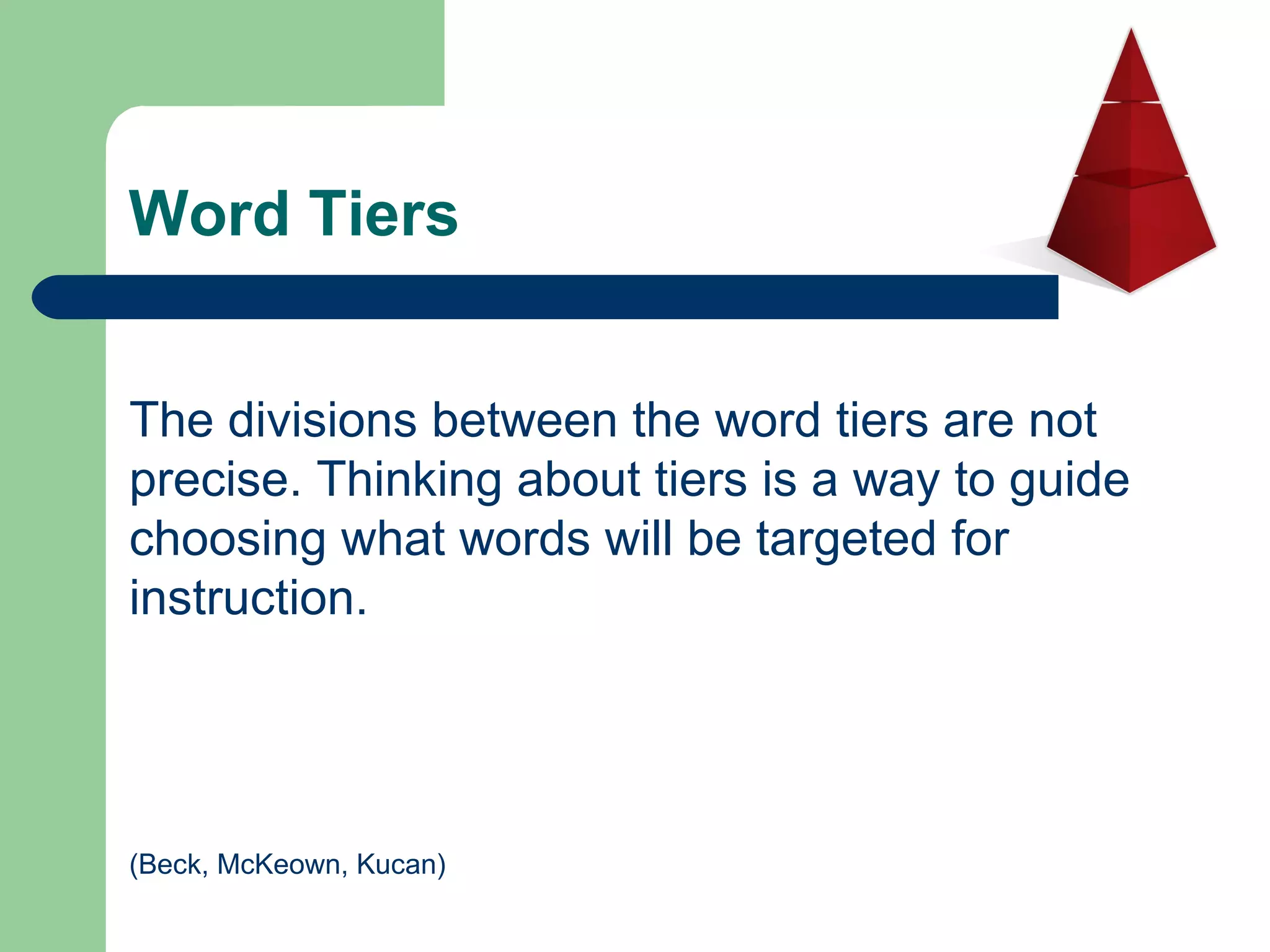 Vocabulary chapter 2 word tiers | PPT