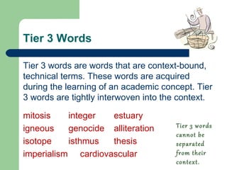 Vocabulary chapter 2 word tiers | PPT