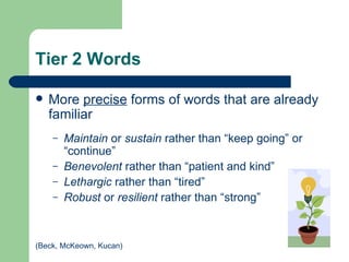 Vocabulary chapter 2 word tiers | PPT