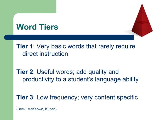 Vocabulary chapter 2 word tiers | PPT