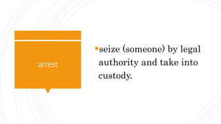 VOCABULARY "CRIME AND THE LAW | PPTX