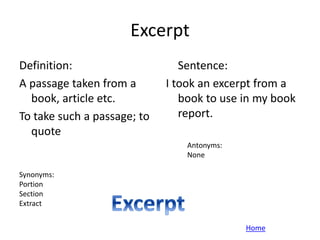 Vocabulary definitions | PPT