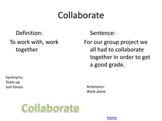 Vocabulary definitions | PPTX