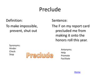 Vocabulary definitions | PPTX