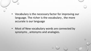 Vocabulary drill and presentation | PPTX