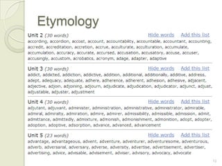 Vocabulary etymology | PPTX