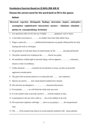 Vocabulary exercise based on q skills updated | PDF