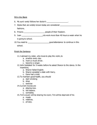 Vocabulary exercises for list 11 | PDF