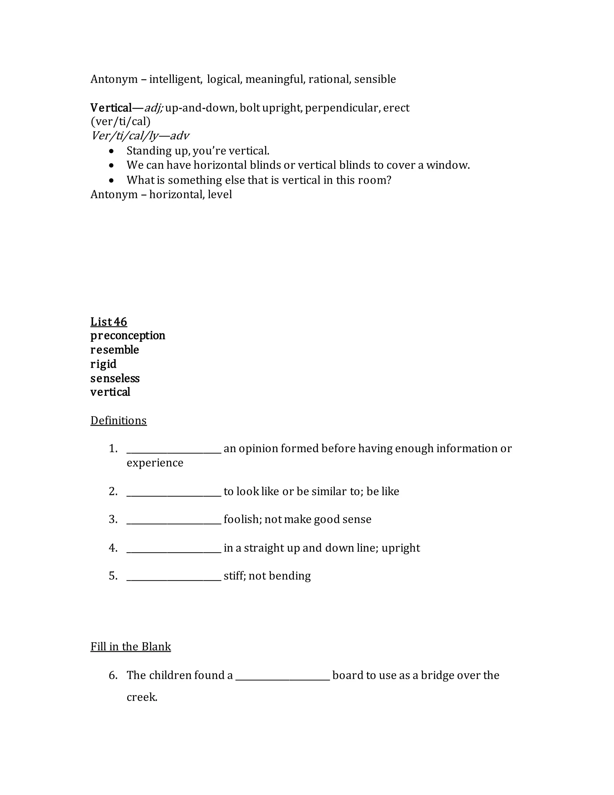 Vocabulary exercises for list 46 | DOC