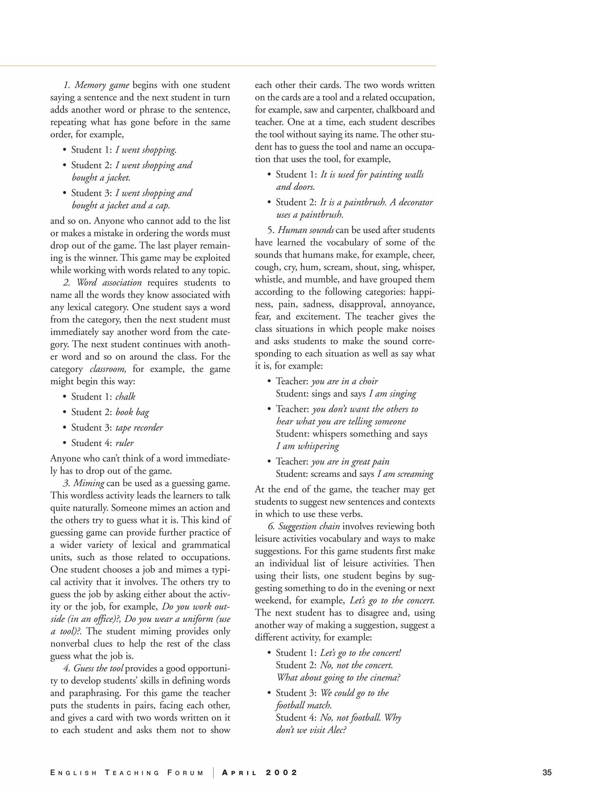 Vocabulary games | PDF