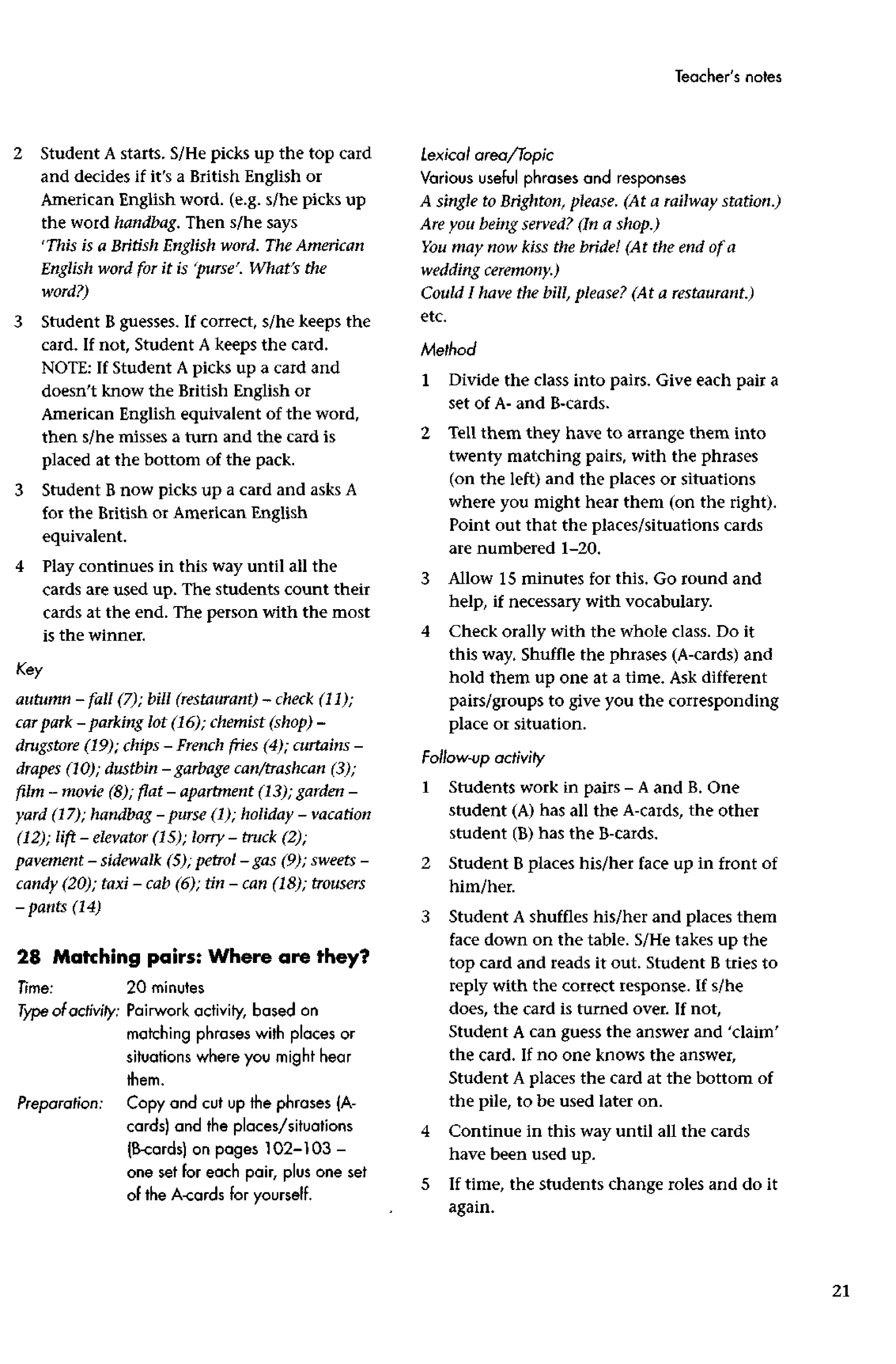 Vocabulary games and activities 1 (penguin books, 2nd ed) | PDF