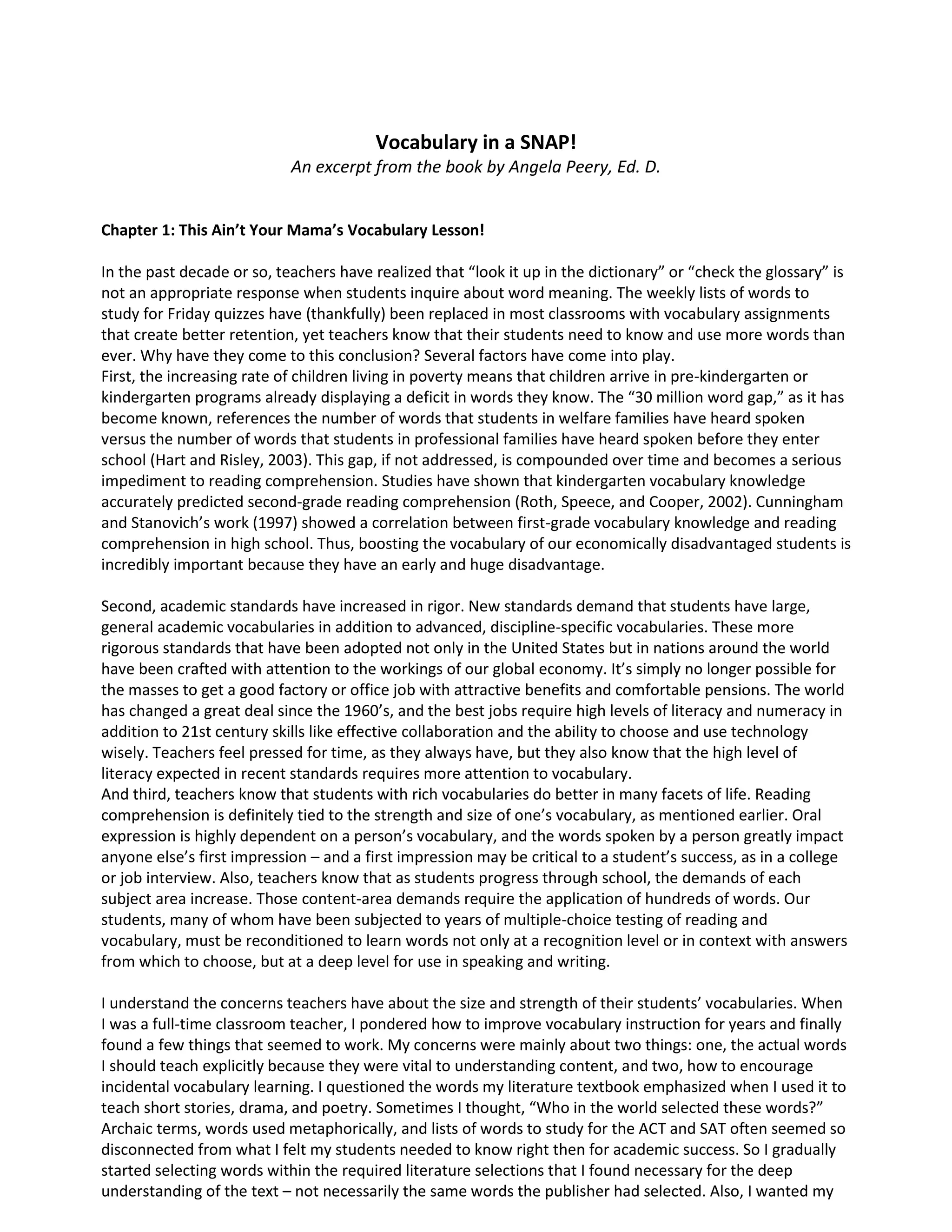 SNAP Vocabulary | PDF