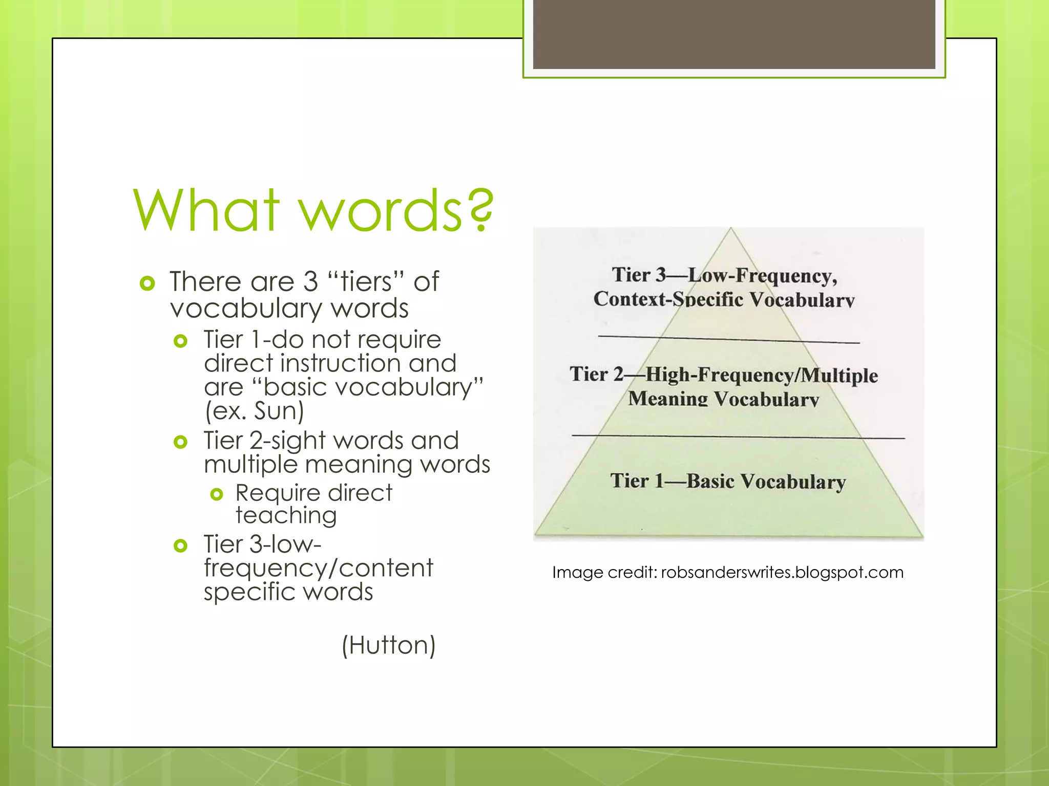 Vocabulary instruction not all words are created equal | PPT