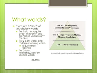 Vocabulary instruction not all words are created equal | PPT
