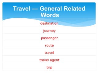 Vocabulary in tourism | PPTX