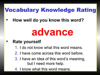 Vocabulary Knowledge Rating - World cup | PPT