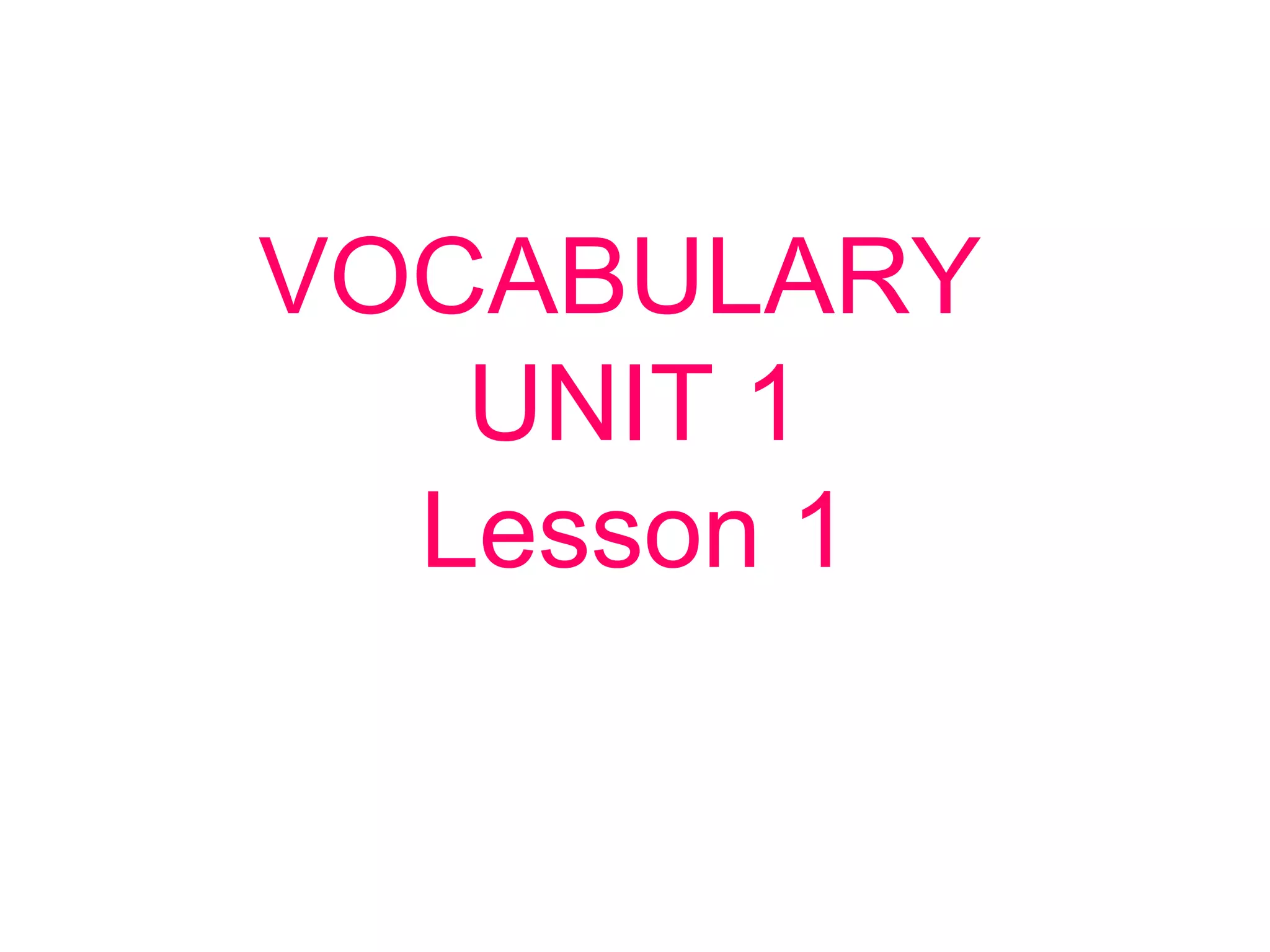 Vocabulary 5th grade Unit 1 Lesson 1 | PPT